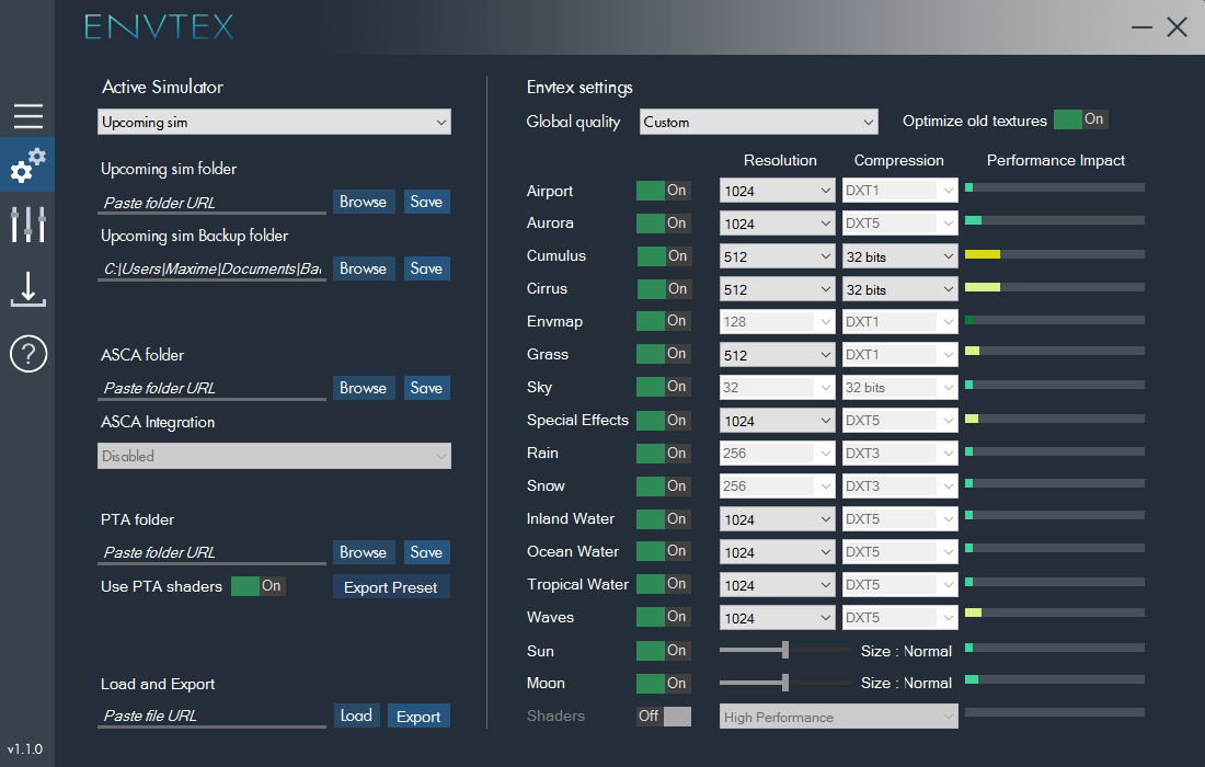 TOGA Projects ENVTEX - New User Interface Preview - FSElite