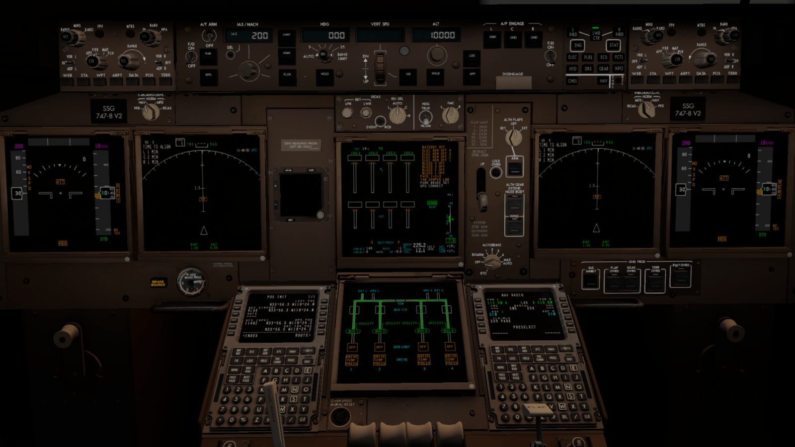 New SSG Previews of 747-8 Cockpit Night Lighting - FSElite