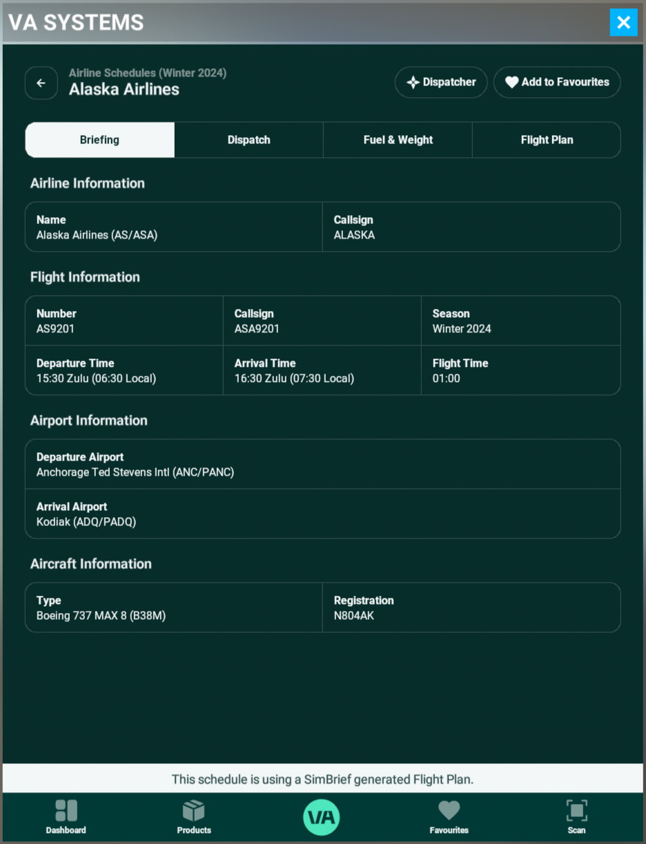 VA Systems Updates In-Sim Panel to Add SimBrief Integration - FSElite